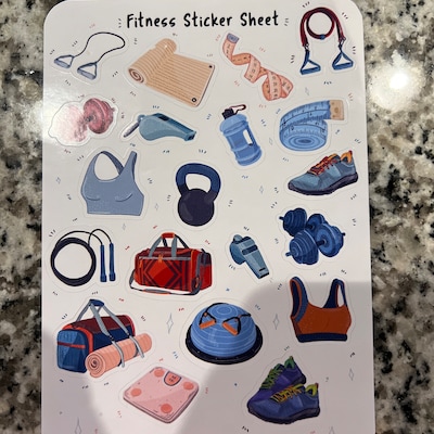 Fitness Sticker Sheet, Planner Stickers, Journal Stickers, Exercise ...