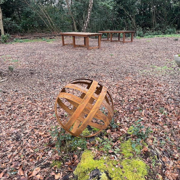 UK Rustic Garden Double Banded Sphere, Decoration Orb, Globe, Ball ...