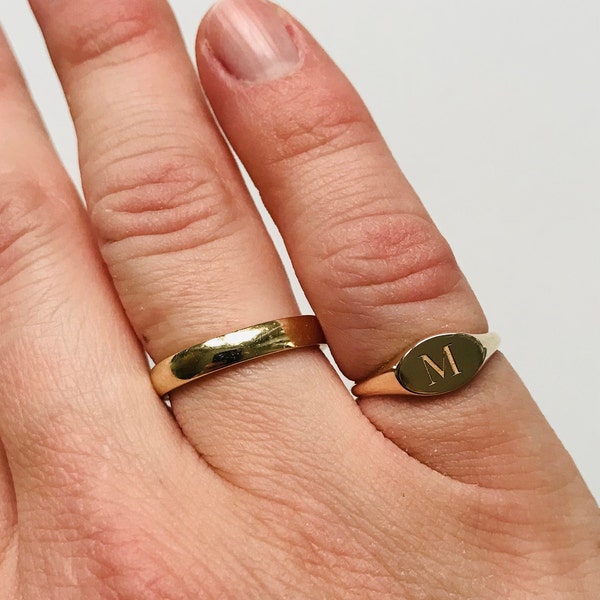 Signet Gold Ring - Initial Gold Ring, Custom Gold Ring, Personalized ...