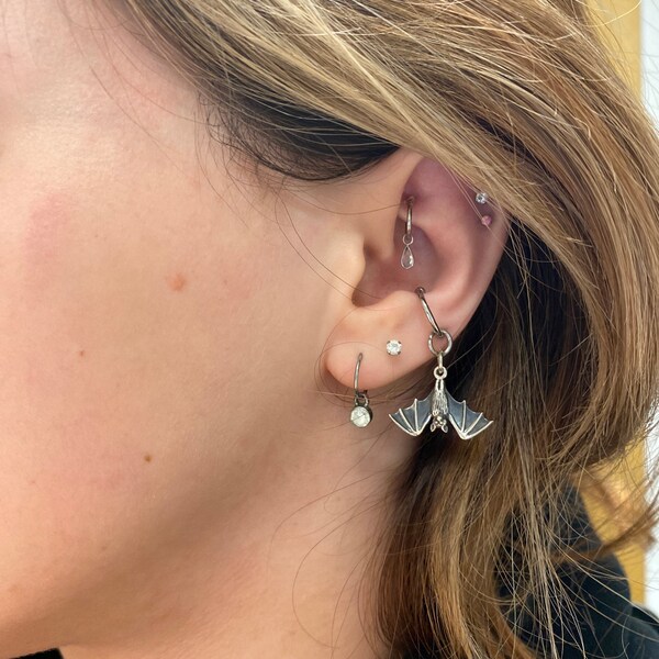 Sterling Silver Bat Charm, Bat Pendant, Realistic Bat Charm, Realistic ...