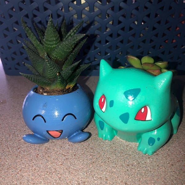 Painted Bulbasaur and Oddish Planters With Live Succulents/cacti (two ...