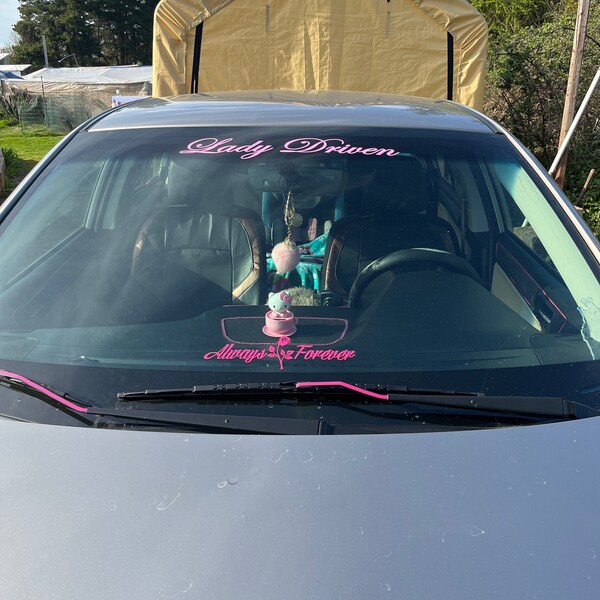 LADY DRIVEN Vertical Truck Windshield Vinyl Side Decal Sticker Diesel ...