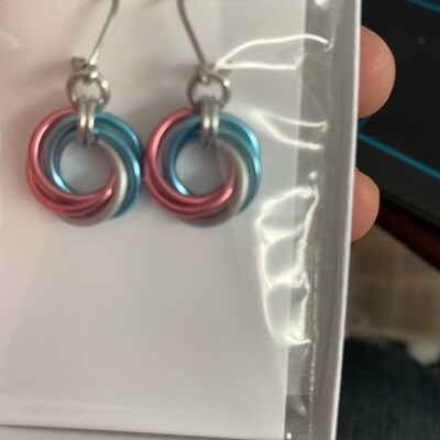 Transgender Pride Earrings, Love Knot Chainmail Trans Pride Jewelry ...