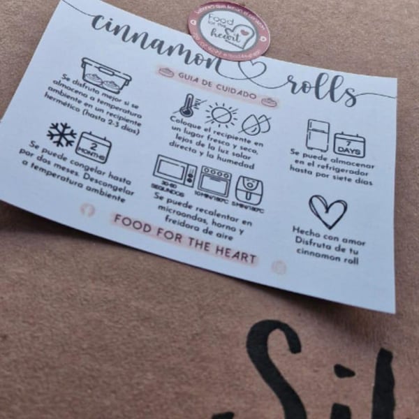 Cinnamon Rolls Care Card Template, Editable Cinnamon Buns Instructions ...