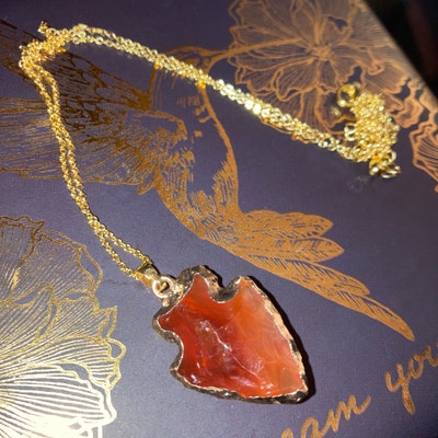 Raw Carnelian Arrow Necklace Natural Gemstone Arrowhead - Etsy