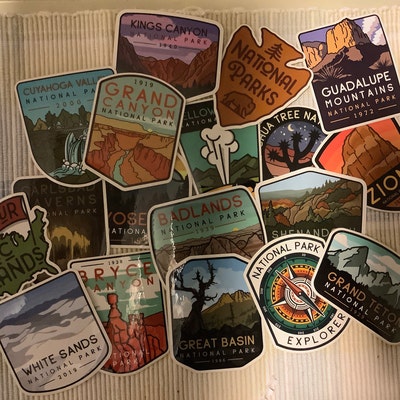 National Park Sticker Set Waterproof Vinyl Sticker, UV Resistant NP ...