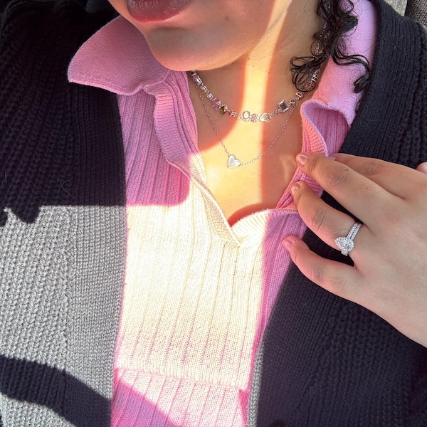 Y2K Black Diamond Handmade Star Chain Necklace,chain Necklace With ...