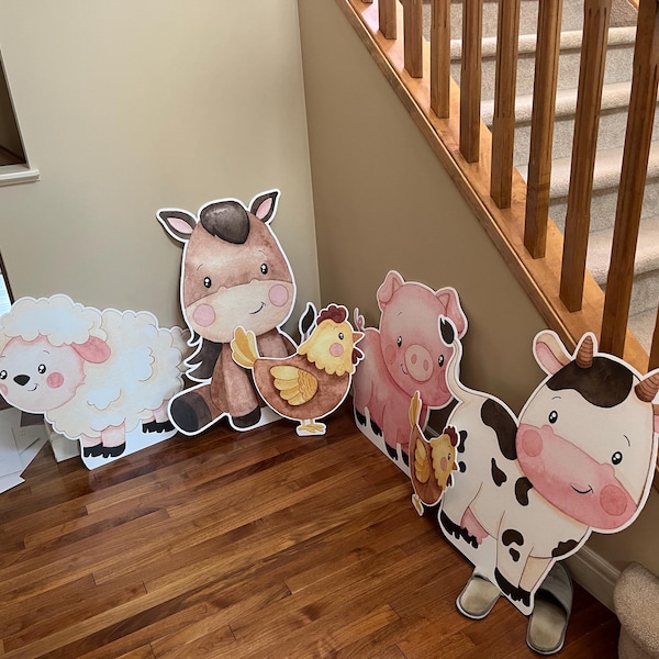 Farm Animal Cutouts Cute Watercolor Farm Cutouts Centerpieces Farm ...