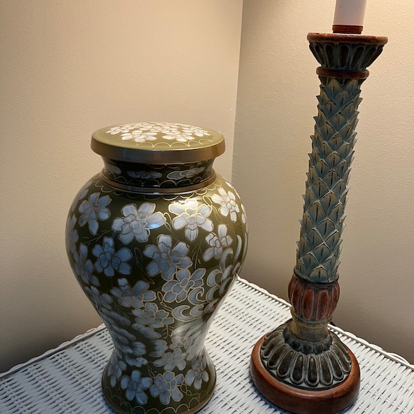 Cloisonné Style Cremation Urn for Human Ashes | Handcrafted Yellowish ...