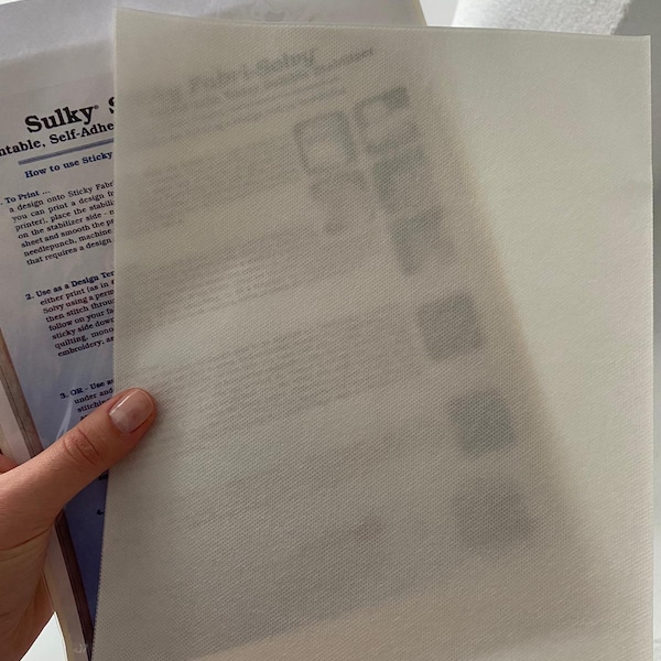 Sulky Sticky Fabri Solvy Water Soluble Stabiliser. 1 Sheet of ...