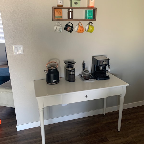 Floating Wood Box Coffee Shelf With Hooks - Etsy