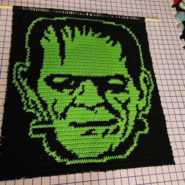 Frankenstein Monster Tapestry Crochet Pattern / Wall Hanging / Weird ...