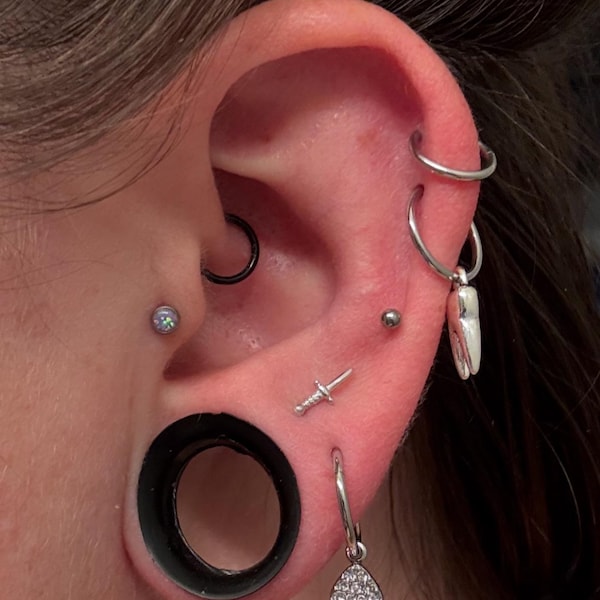 Set 4 Earring Set Jewelry Set Earring Bundle Blue Moon Hoops Crescent Moon Hoop Lock Earrings ...