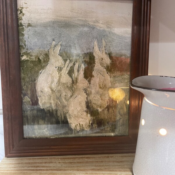 Bunnies in a Field Art | Printable Digital Download | Vintage Easter ...