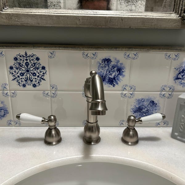 Ceramic Blue Delft Design Set of 4/ 4.25" X 4.25" Kiln Fired Décor Back ...