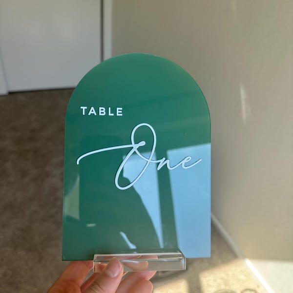 Wedding Modern Arch Acrylic Table Numbers With Stand Included 5x7 - Etsy