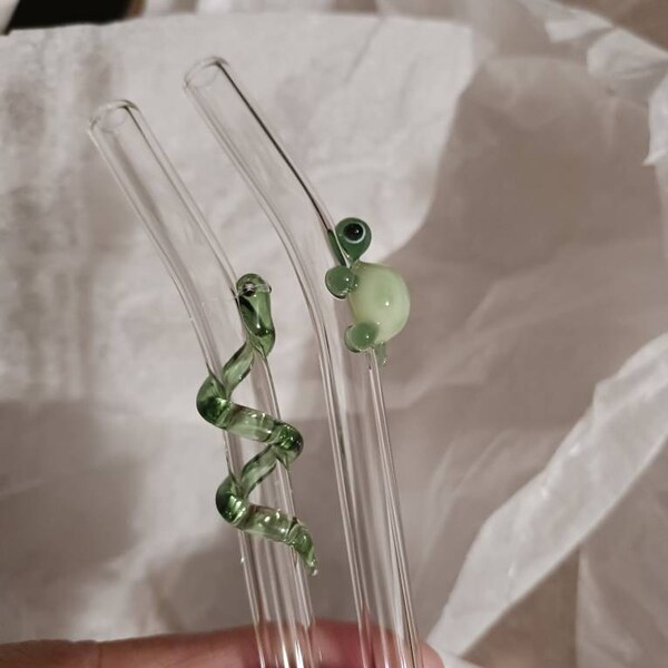 Set of Three Coquette Bow Glass Straws in White Pink Lilac Bow Straws ...