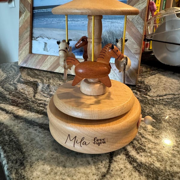 Personalised Ballerina Musical Carousel Wooden, Custom Heirloom Music ...
