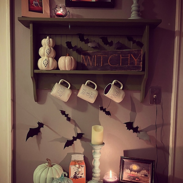 Primitive Halloween Sign WITCHY Distressed Shabby Country Folk Art ...