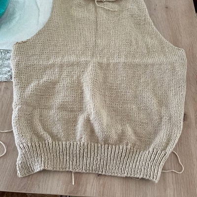 Knitting Pattern V-neck Vest, Easy to Knit, Beginner Friendly Tutorial ...