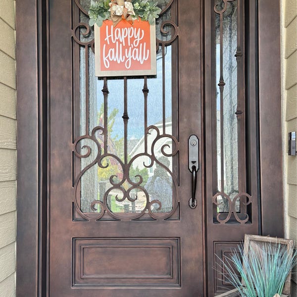 Fall Front Door Decor | Happy Fall Y'all | Fall Front Door Sign | Fall ...