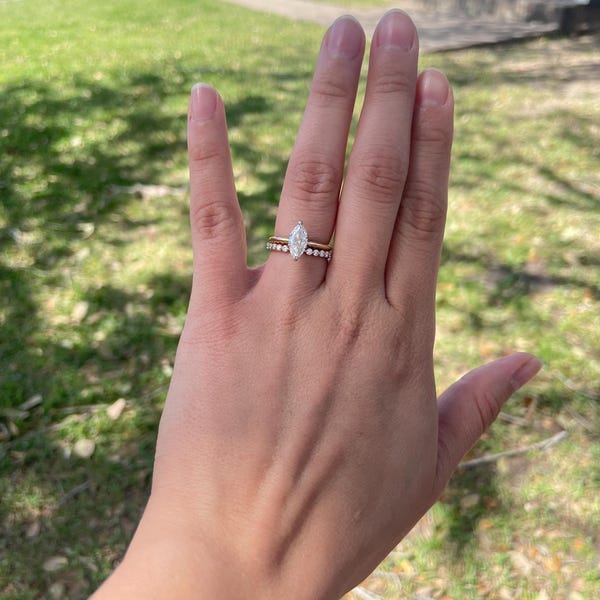 Open Wedding Band Colorless Moissanite Open Wedding Band Bubble Prong ...