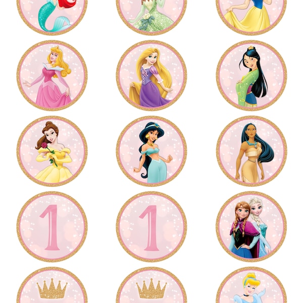 Princess Cupcake Toppers, Pink Gold Glitter (digital) - Etsy