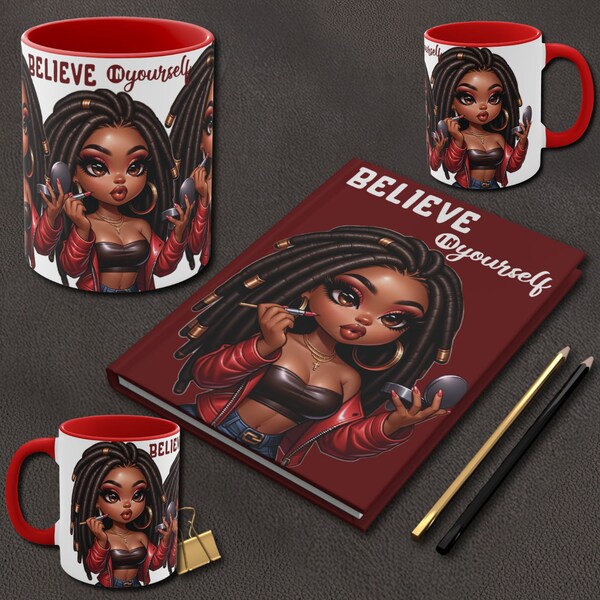 10 African American Chibi Digital Art Bundle: Curvy Stylish Faux Fur ...