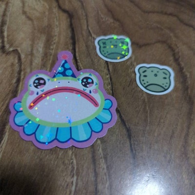 Sad Clown Frog Sticker Original Sparkle Vinyl Sticker Glossy ...