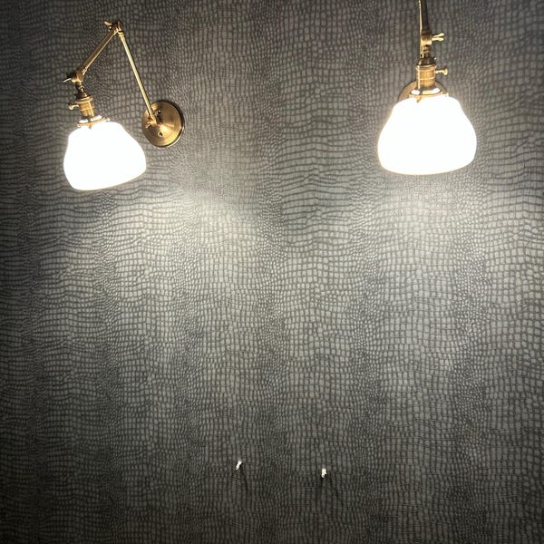 Wall Sconce With White Glass 8" White Gourd Shade and Adjustable Arm - Etsy