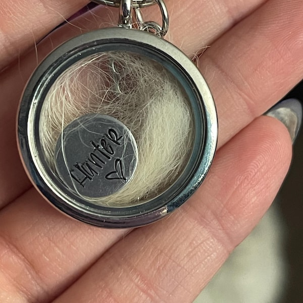 Pet Fur Jewelry Keepsake Keychain ,pet Memorial Locket Loss of Pet ...