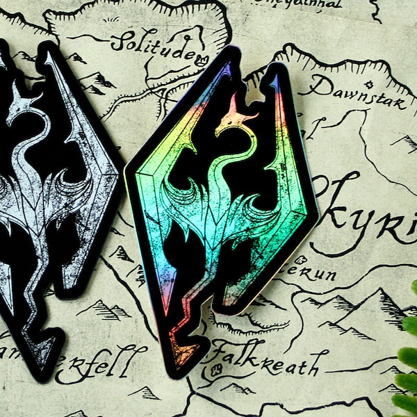 Elder Scrolls Skyrim Dragon Sticker Holographic Vinyl - Etsy