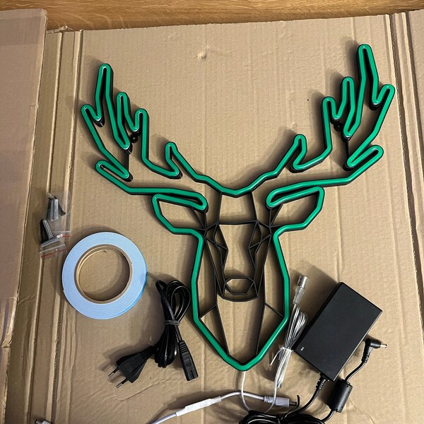 Deer Neon Wall Decor Sign Led Deer Hunting Art Light Sign Led Logo Deer ...