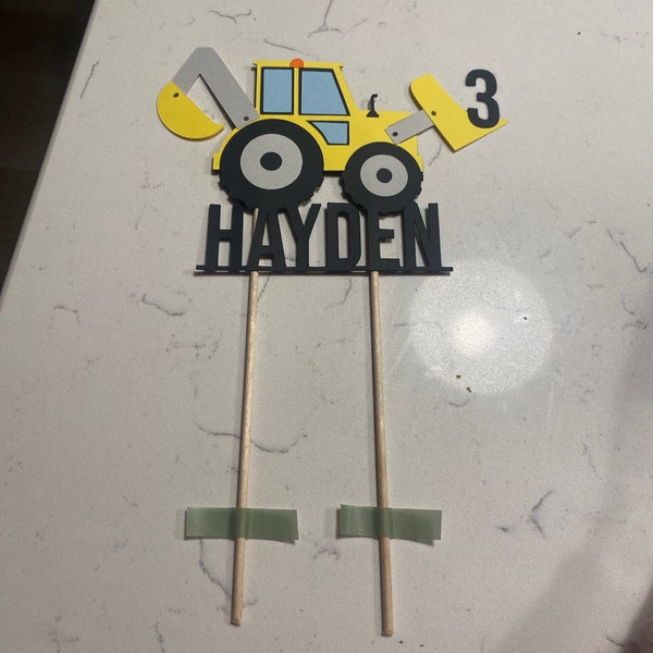 Excavator Birthday Cake Topper | Construction Birthday Party - Etsy