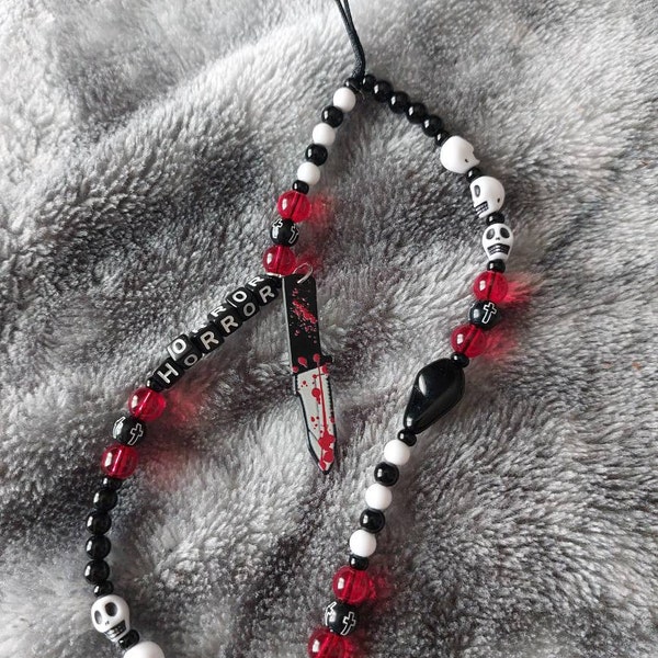 Halloween Phone Charm. Gothic. Horror. Black and White With Blood Red ...
