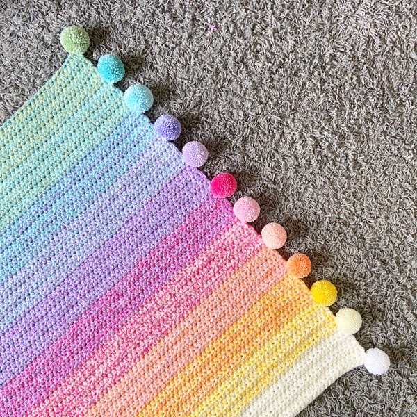 PDF DIGITAL Download-little Gems Craft Shop- 'rainbow Pom Blanket ...