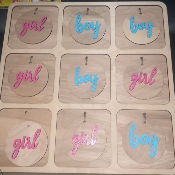 Gender Reveal Tic Tac Toe, Wooden Baby Party Game, Baby Shower Wood Tic ...