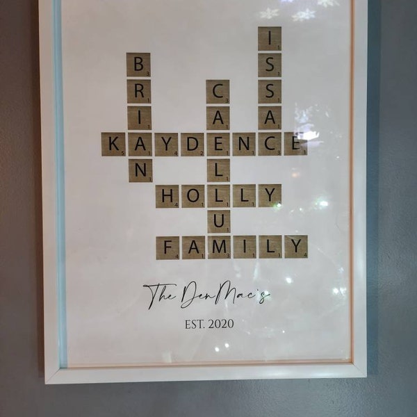 Personalized Family Name Sign, Crossword Scrabble Print, Father's Day ...