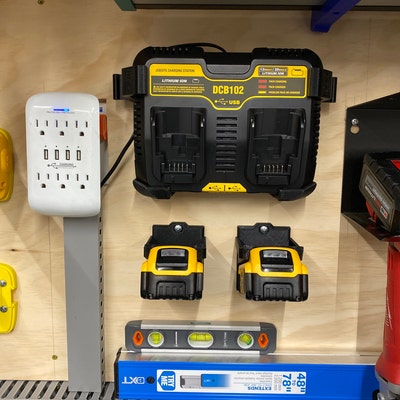 Wall Mount for Dewalt DCB102 Charger With Optional Battery Mounts ...