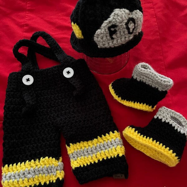 CROCHET PATTERN Baby Fireman Outfit, 0-12 Months Pattern Sizes, Baby ...