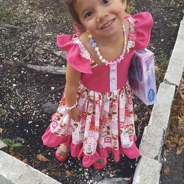 Little Lamb Girl Dress, Lamb Dress, Girl Red Dress, Red Bow Dress, Farm ...