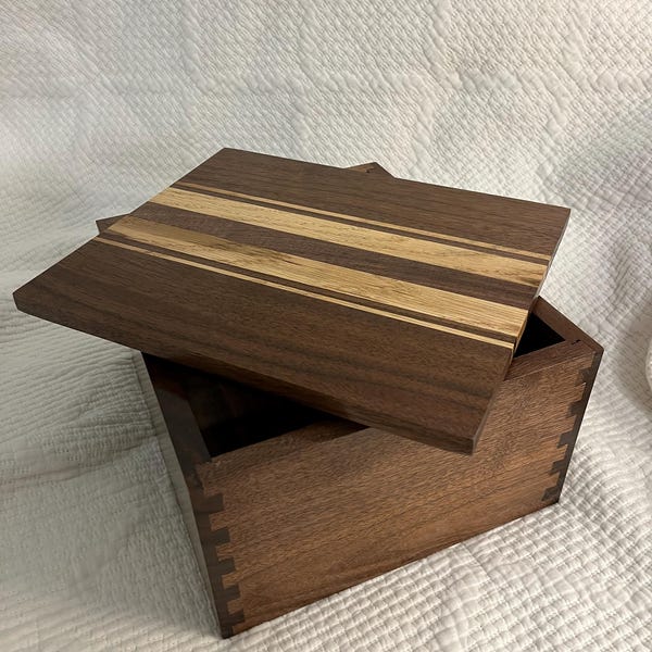 Walnut Keepsake Box With Hickory Detailing - Etsy