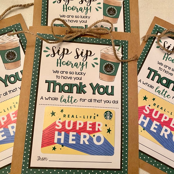 Thank You STARBUCKS Gift Card Holder. 5x7" DIGITAL FILE. Thank You ...