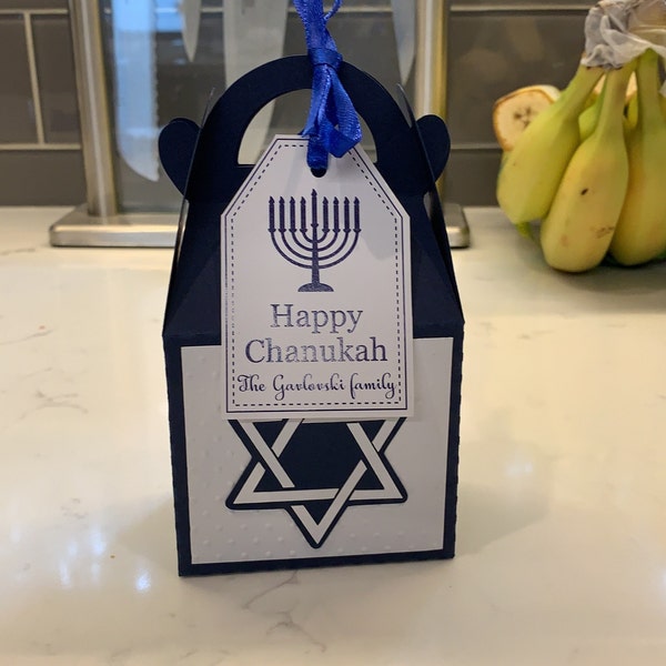 Happy Hanukkah Gift Box, Hanukkah Favor Box, Jewish Holiday Treat Bag ...