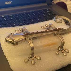 Lizard Silveware Sculpture Vintage Silverplated Metal Silverware Animal ...