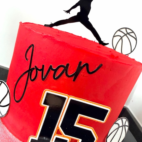 Basketball Themed Air Jordan Birthday Cake Topper Set With Personalised ...