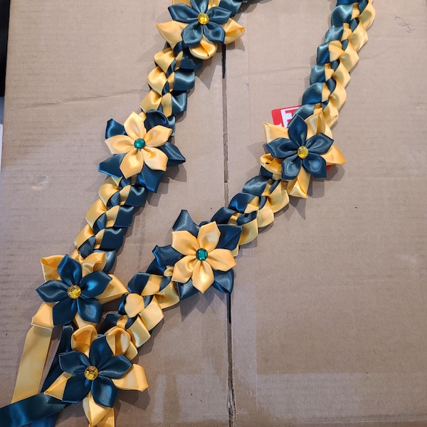 Graduation Lei Dark Green and Gold Ribbons - Etsy