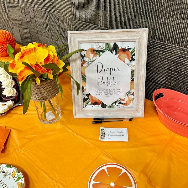 Orange Citrus Diaper Raffle Ticket and Sign Citrus Baby Shower Little ...