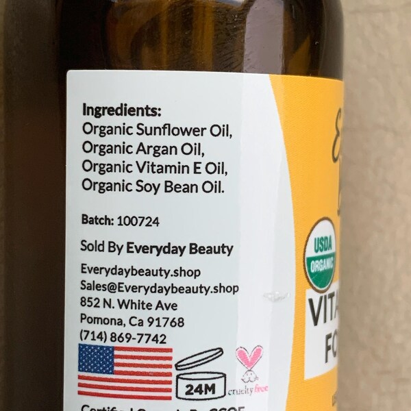 Organic Vitamin E Oil for Scars -USDA Certified 100% All Natural Plant ...