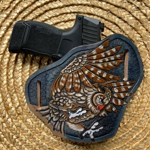 Deadpool holster Hand tooled leather holster. 1911 ruger | Etsy